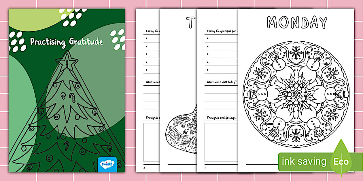 Christmas Mindfulness Colouring Gratitude Journal - Twinkl
