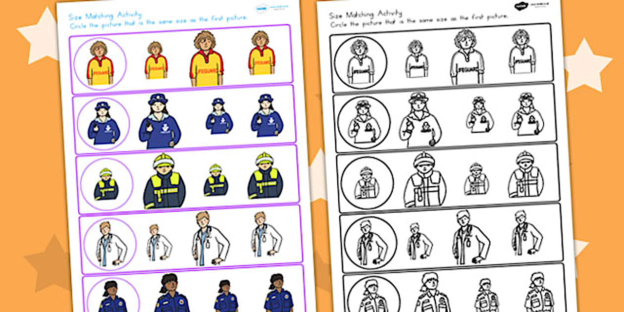 People Who Help Us Size Matching Worksheet (Teacher-Made)