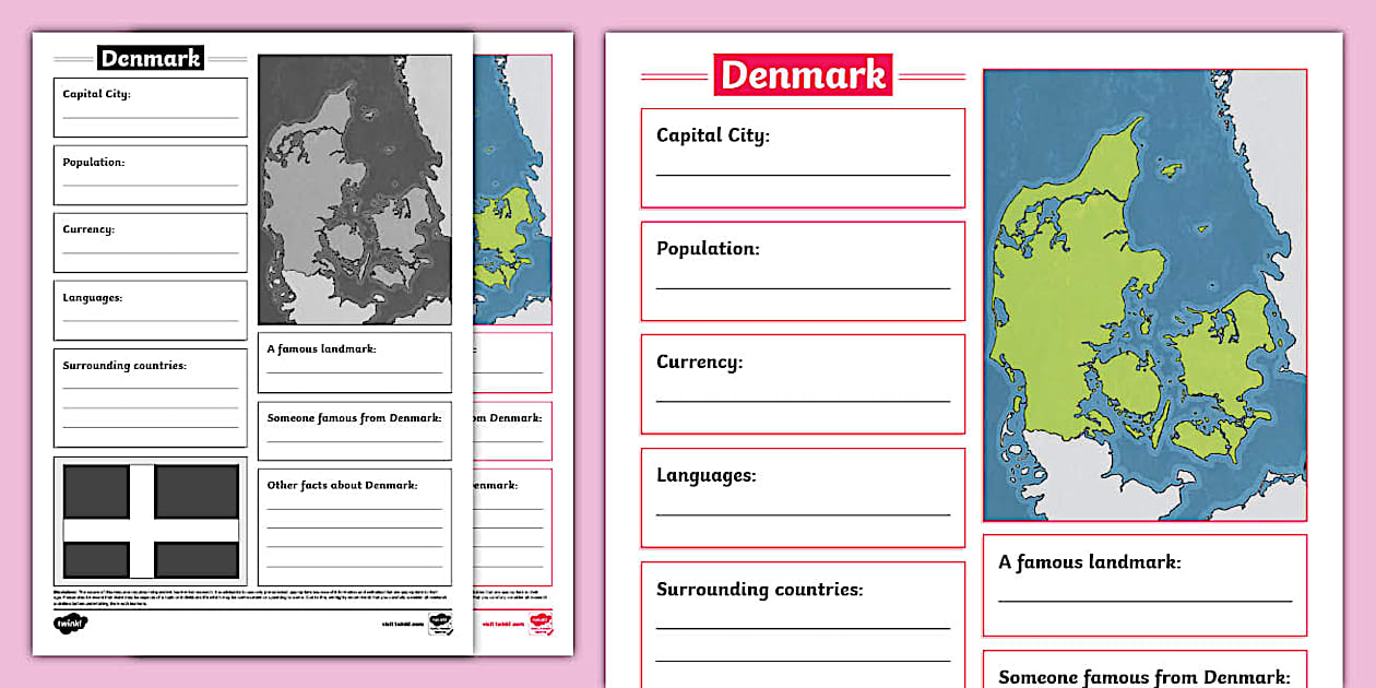 Denmark Fact File Template (teacher made) - Twinkl