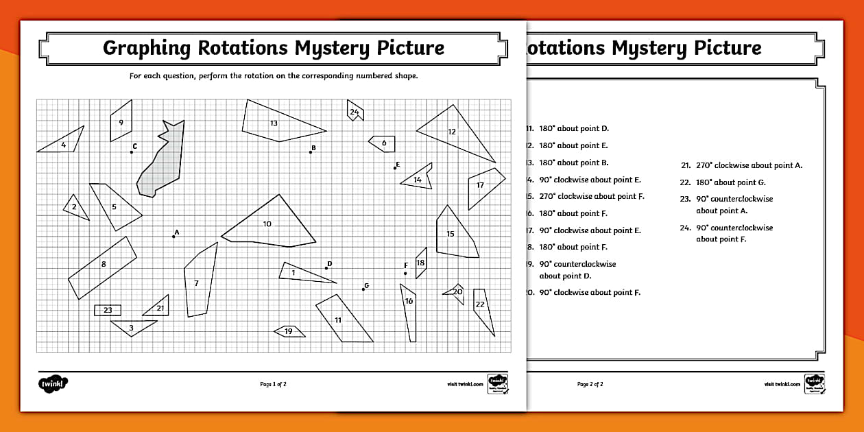 Eighth Grade Graphing Rotations Mystery Picture Horse Worksheet