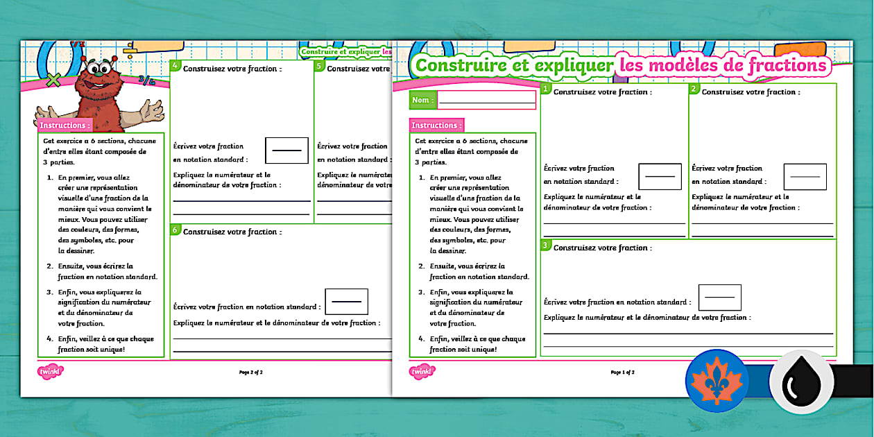Build-and-Explain Fraction Models Activity Sheet French