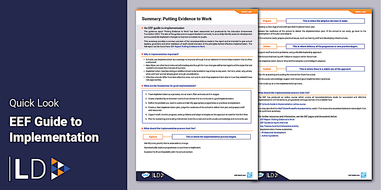 Quick Look: An EEF Guide to Implementation (teacher made)