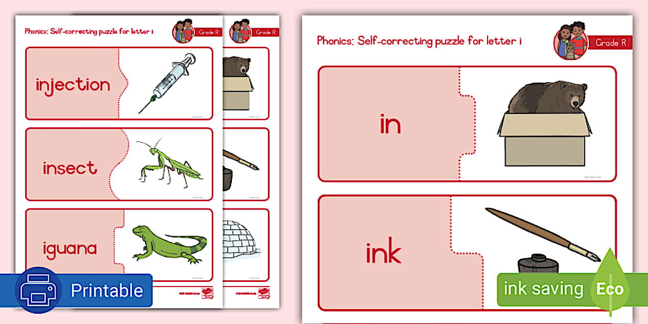 Grade R Phonics: Self-correcting Puzzles Letter i - Twinkl