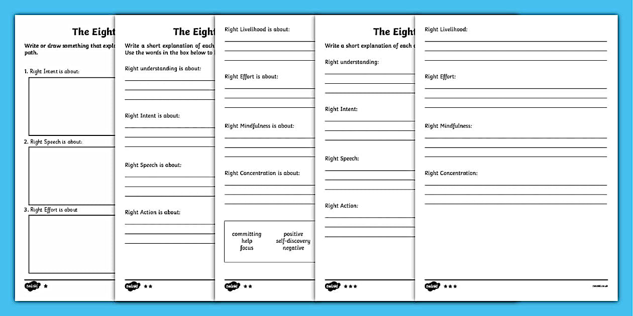 Buddhism Eightfold Path - Worksheet Pack (teacher made)