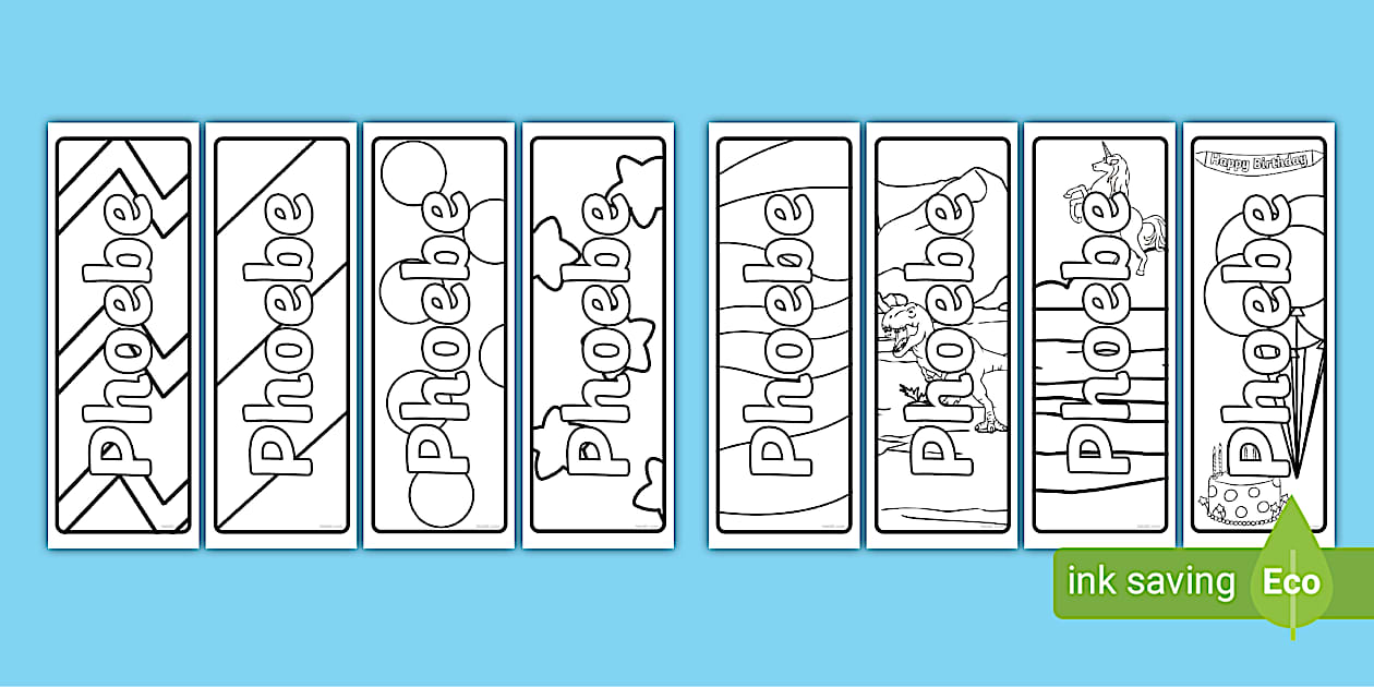Phoebe Name Simple Colouring Bookmarks (teacher made)