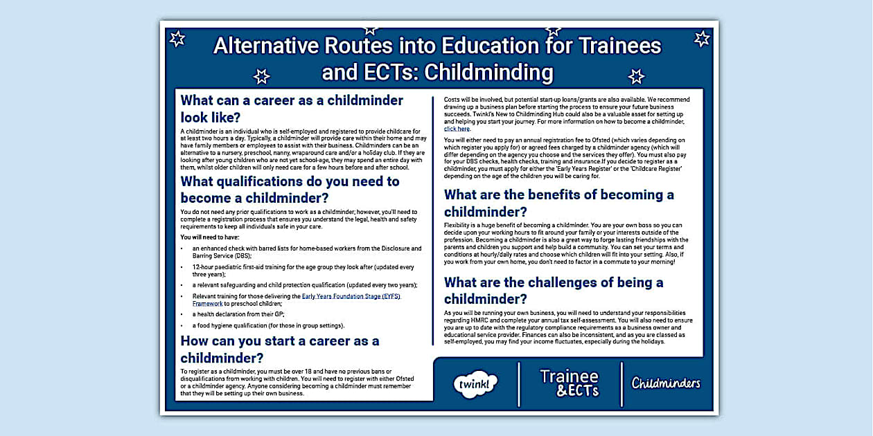 Alternative Routes into Education: Childminding - Twinkl