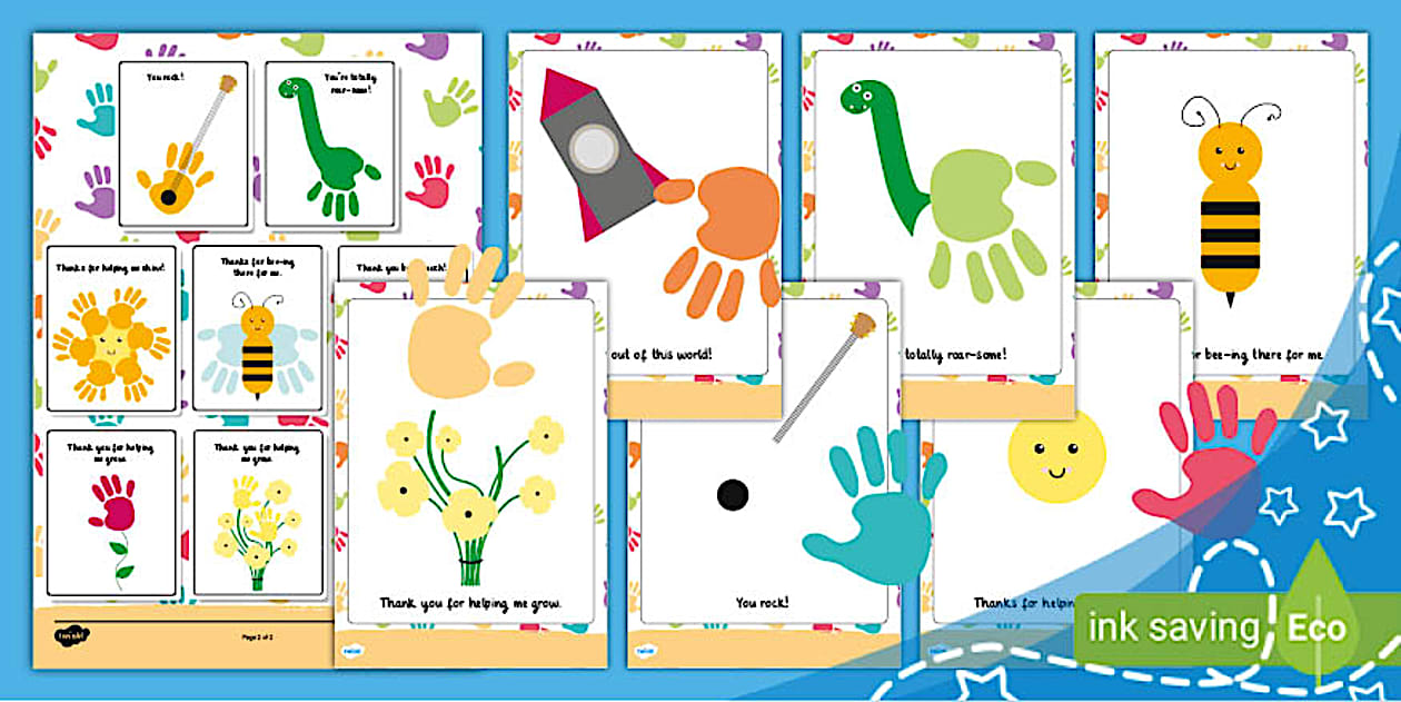 Handprint Thank You Card Ideas | Posters as gifts - Twinkl