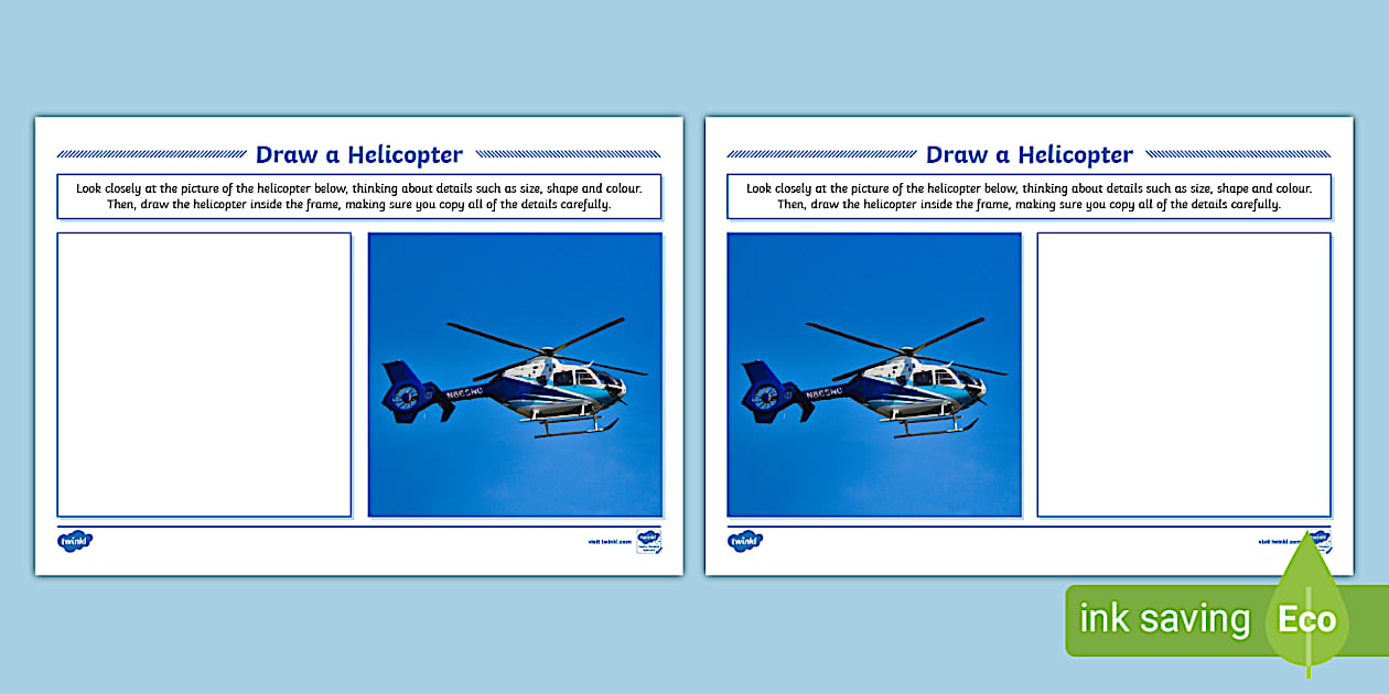 Draw a Helicopter Worksheet (teacher made) - Twinkl