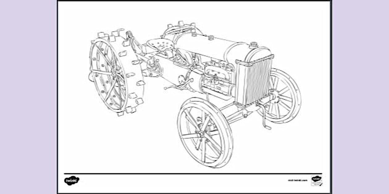 Harry Ferguson Black Tractor Colouring Sheet - Twinkl