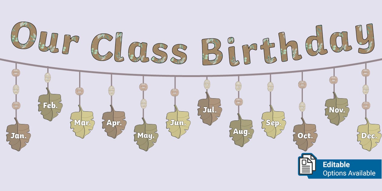 Birthday Display Banner - Natural wood theme (teacher made)