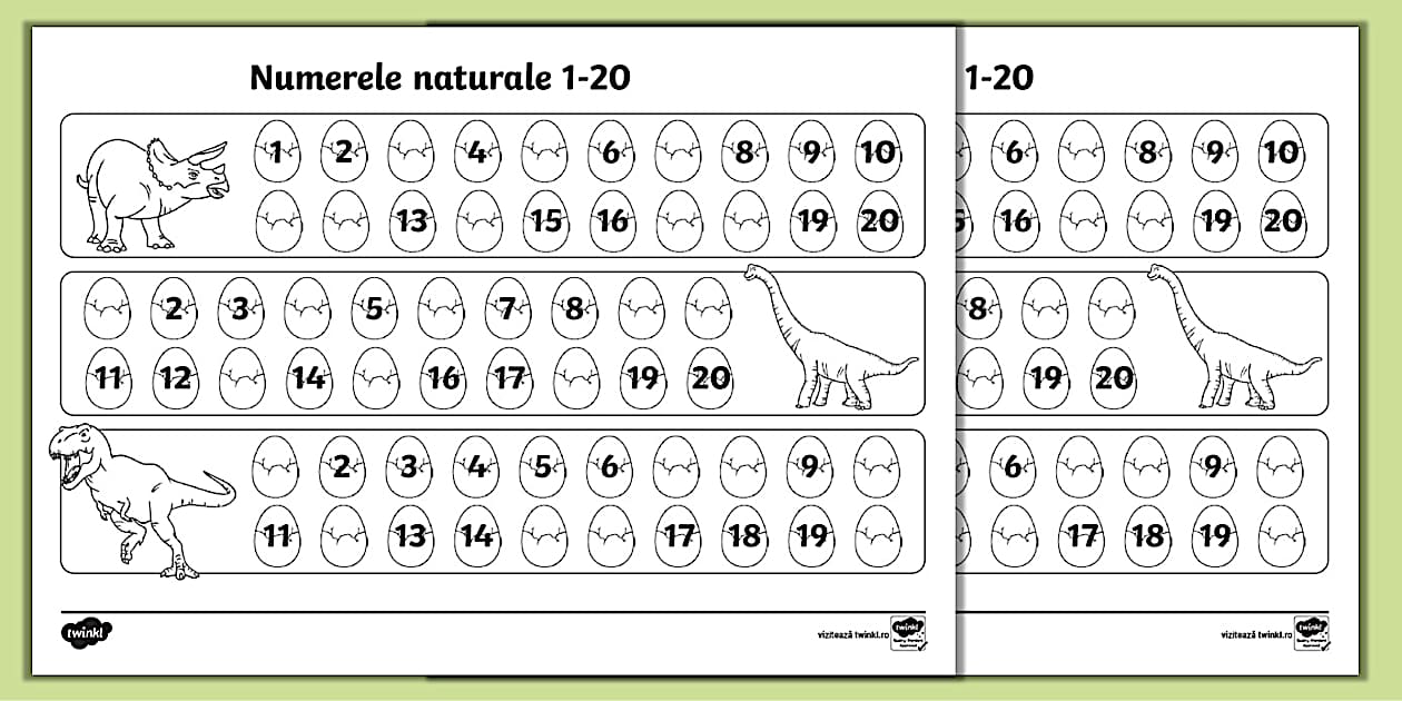 Numerele lipsă de la 0 la 20 – Fișă de lucru
