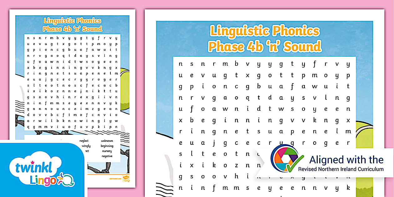 NI Linguistic Phonics Phase 4b 'n' Sound Word Search