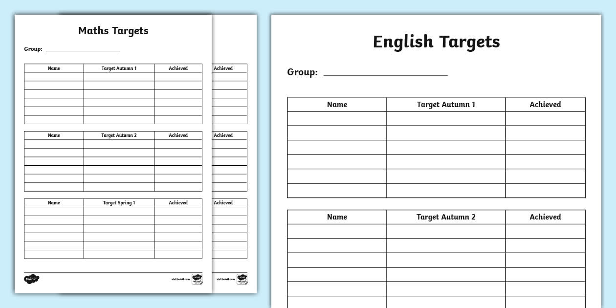 Half Termly Group Maths and English Targets (teacher made)