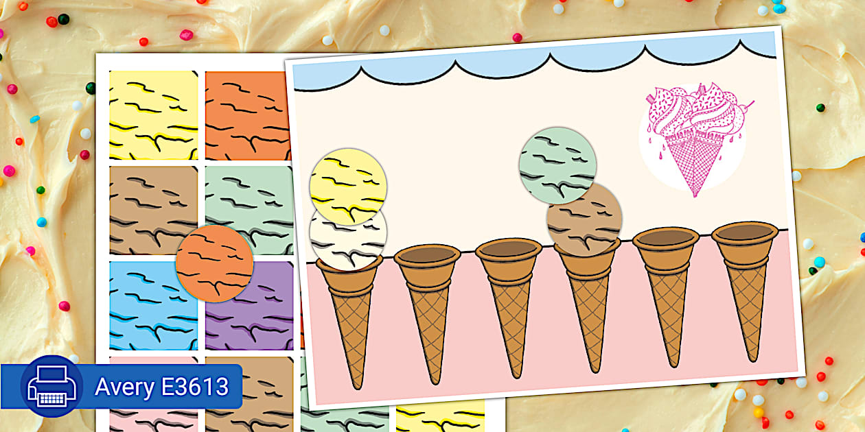 Numbers to 10 - Ice Cream Scoops - Sticker Activity - Twinkl