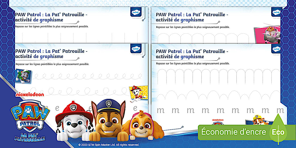 PAW Patrol - La Pat' Patrouille : activité de graphisme