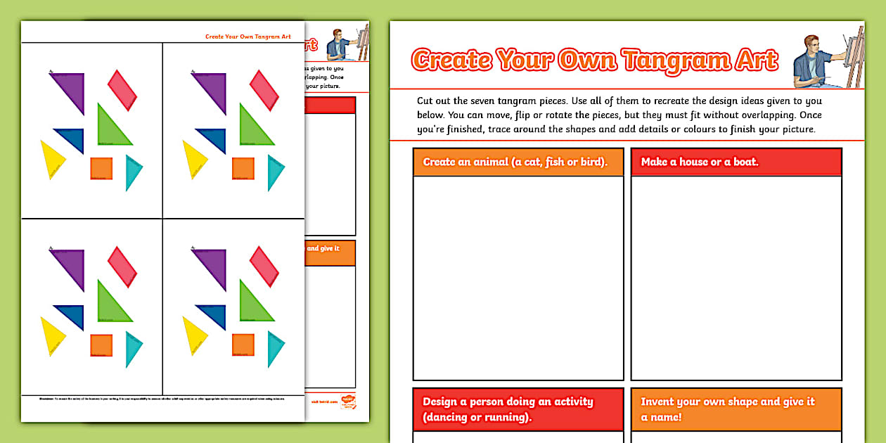 Create Your Own Tangram Art Worksheet (l'enseignant a fait)