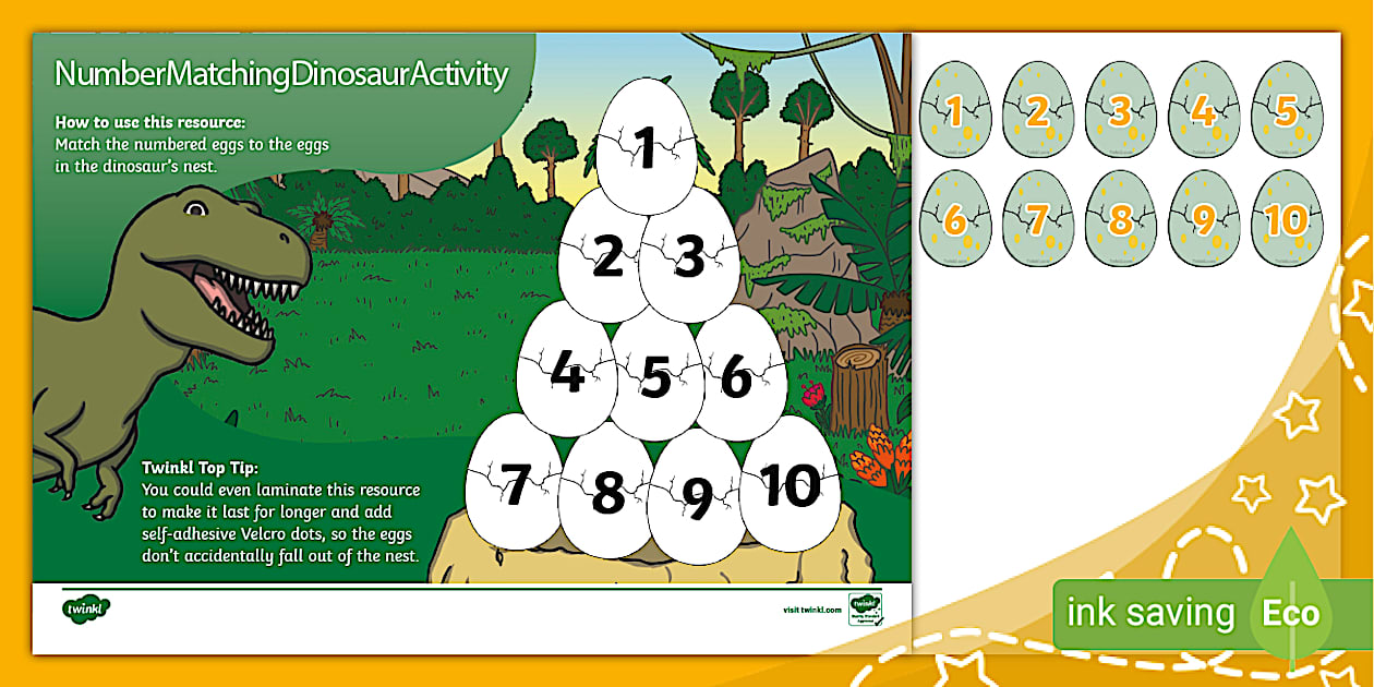 👉 Number Matching Dinosaur Activity - Twinkl
