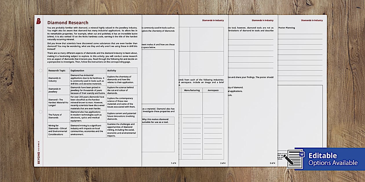 Differentiated Diamond Research Activities (teacher made)