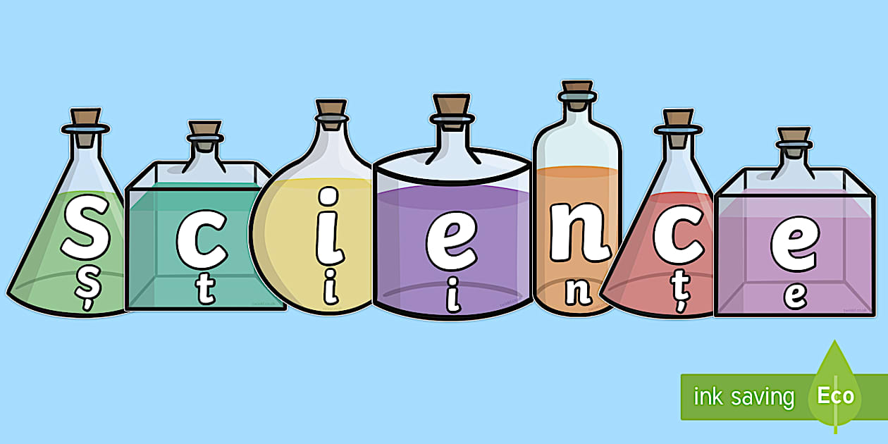 Science On Science Bottles Display Cut Outs English/Romanian