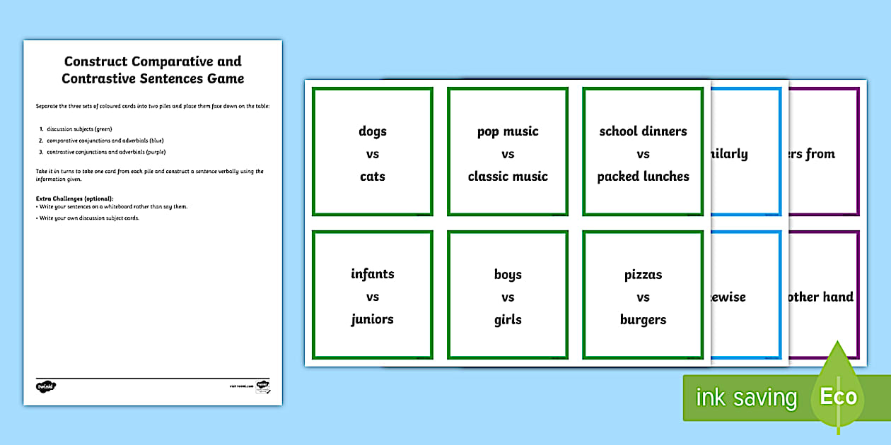 KS2 Comparative Conjunctions and Adverbials Card Game