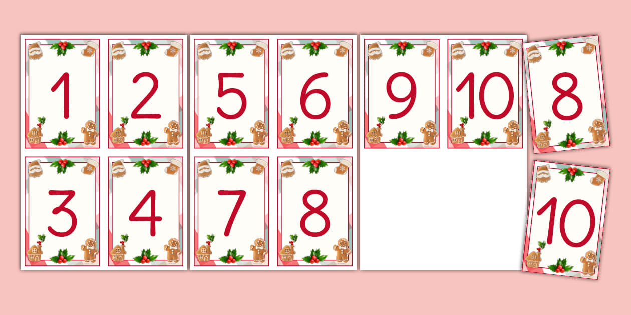 👉 Gingerbread Christmas Themed Number 1-10 Flashcards