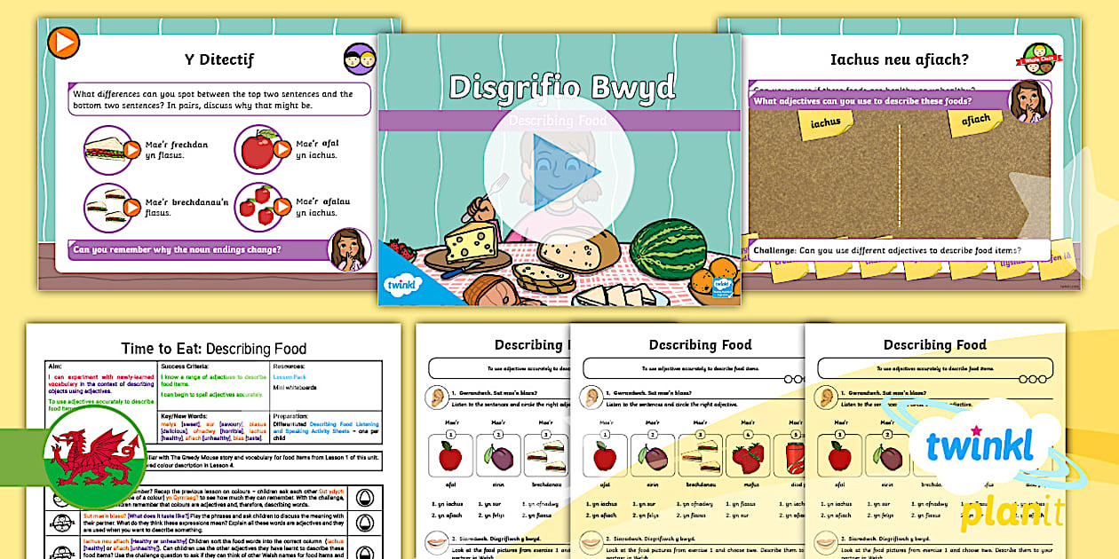 Welsh: Time to Eat: Lesson 5 - Describing Food - Twinkl