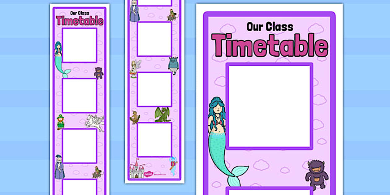 Editable Fantasy Themed Vertical Visual Timetable Display