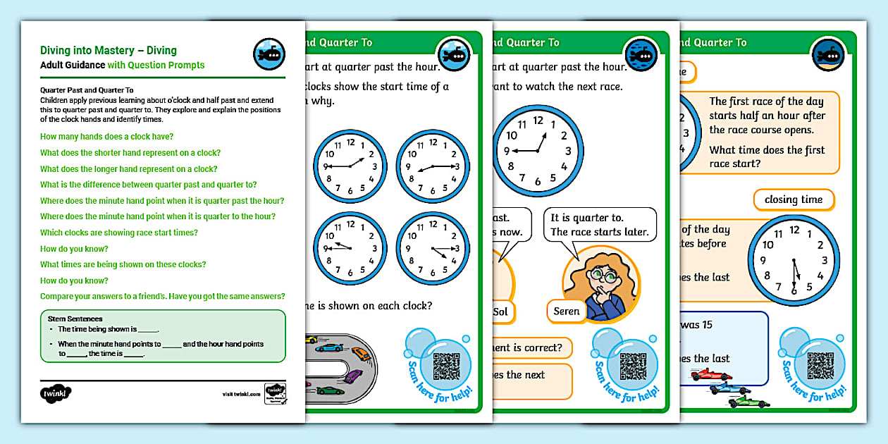 Y2 DiM: Step 2 Quarter Past and Quarter To Activity Cards