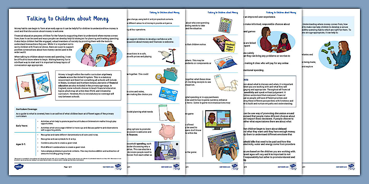 Talking to Children about Money: Adult Guidance - Twinkl
