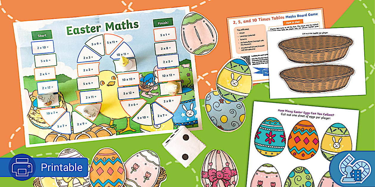 KS1 Easter Maths Board Game for Year 2 Times Tables - Twinkl
