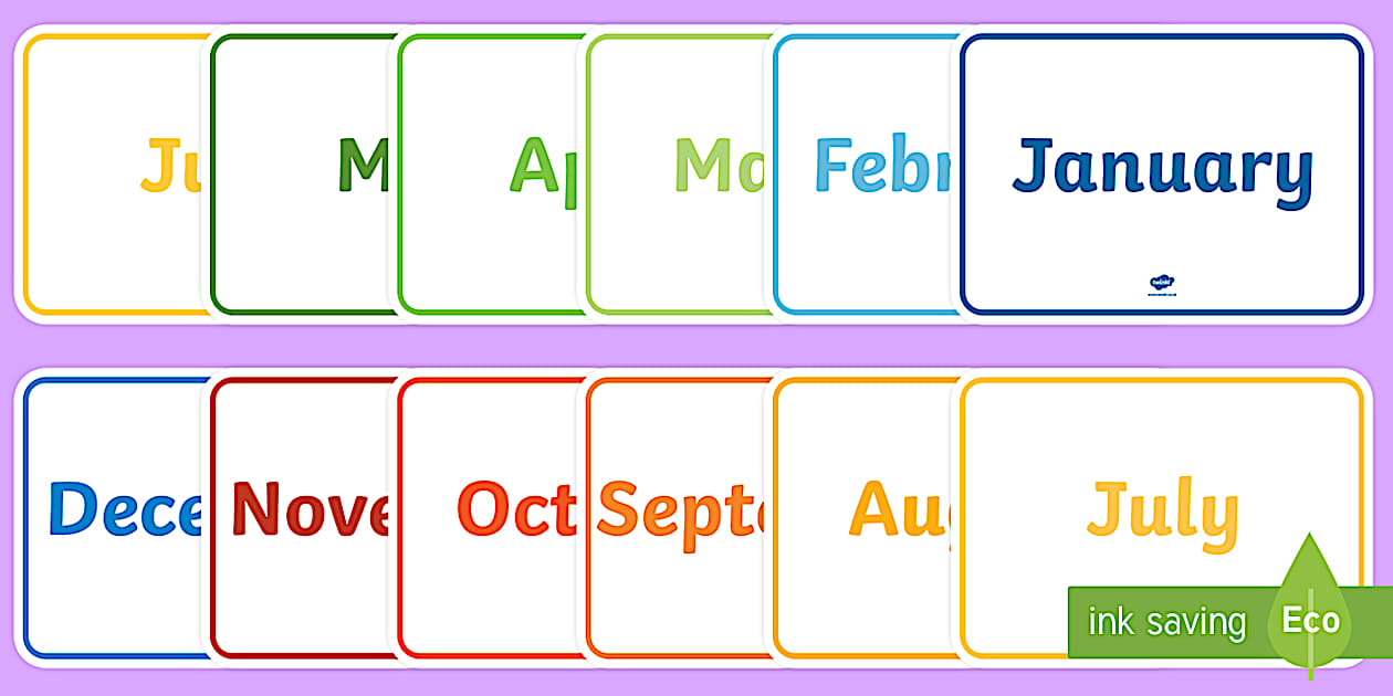 English Months of the Year A4 Display Poster Pack - Twinkl