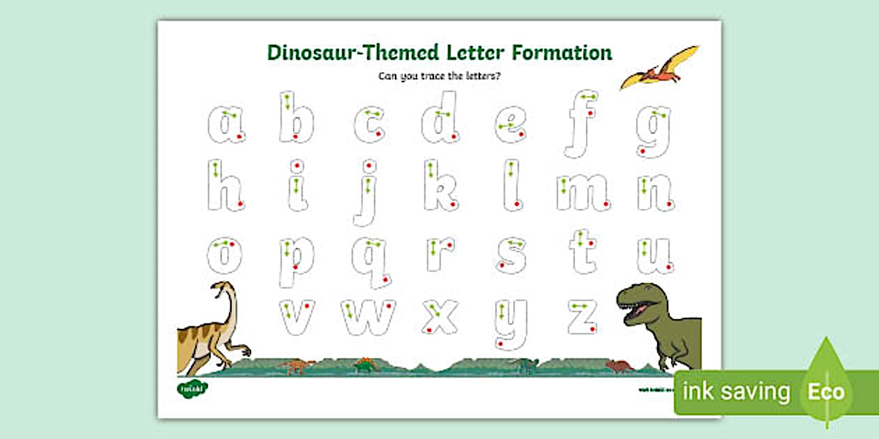 Dinosaur-Themed Letter Formation Worksheet (teacher made)