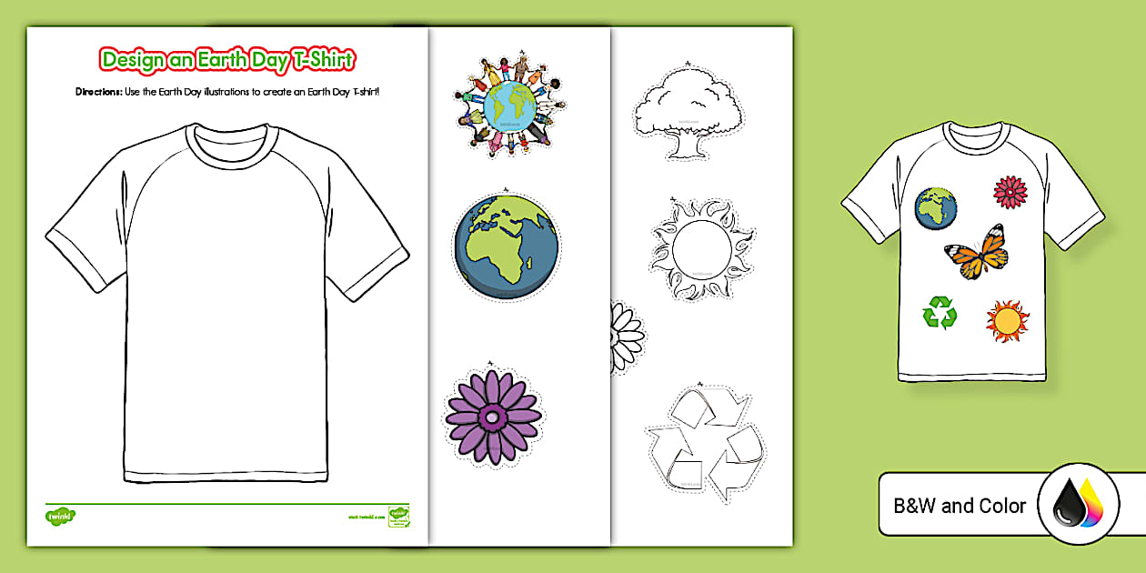 Earth Day T-shirt Design Worksheet | Twinkl Resources