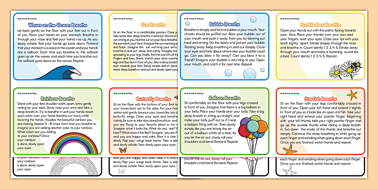 Editable Mindful Minute Brain Break Cards (Lehrer gemacht)