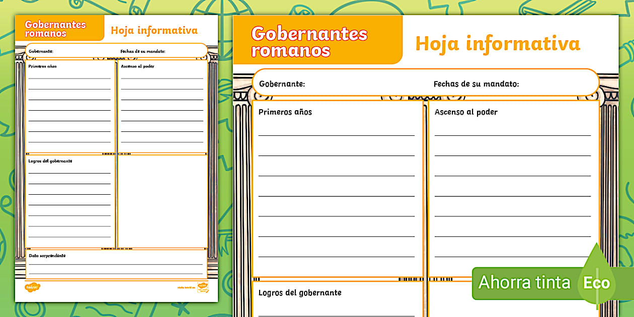 Plantilla de Hoja informativa: Gobernantes romanos - Twinkl