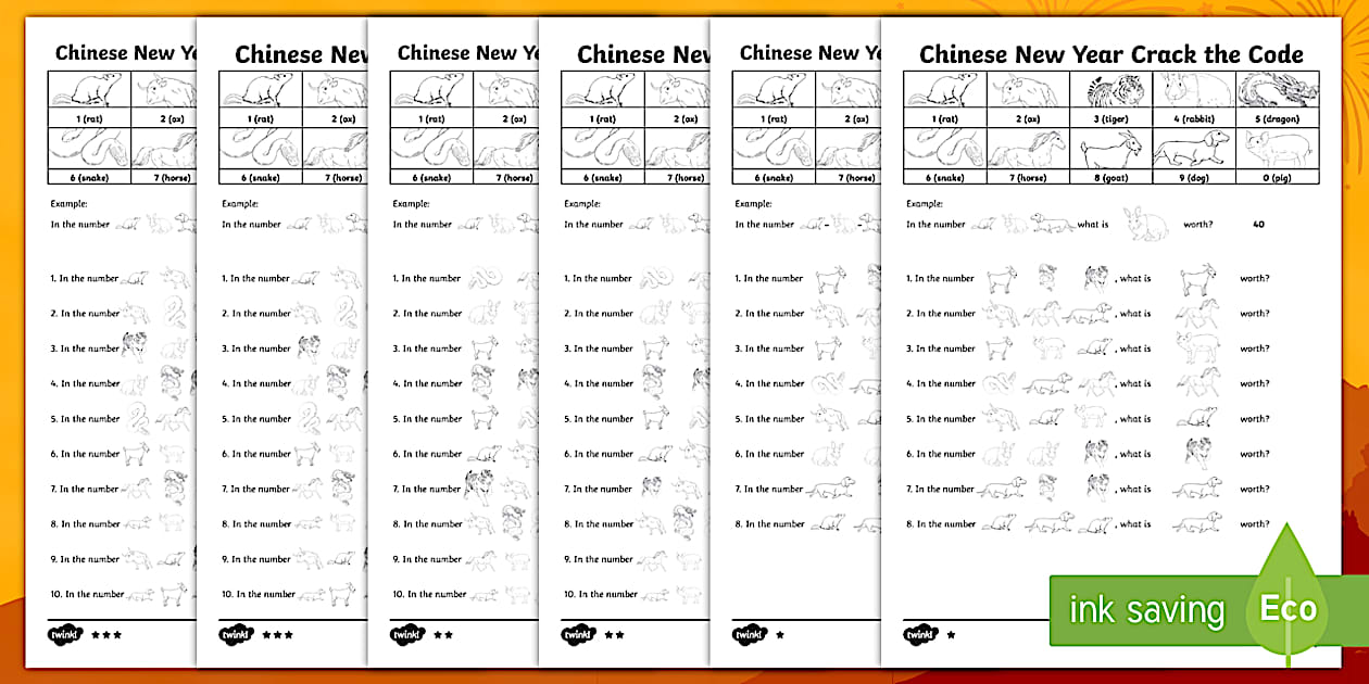 LKS2 Chinese New Year Crack the Code Maths Worksheets