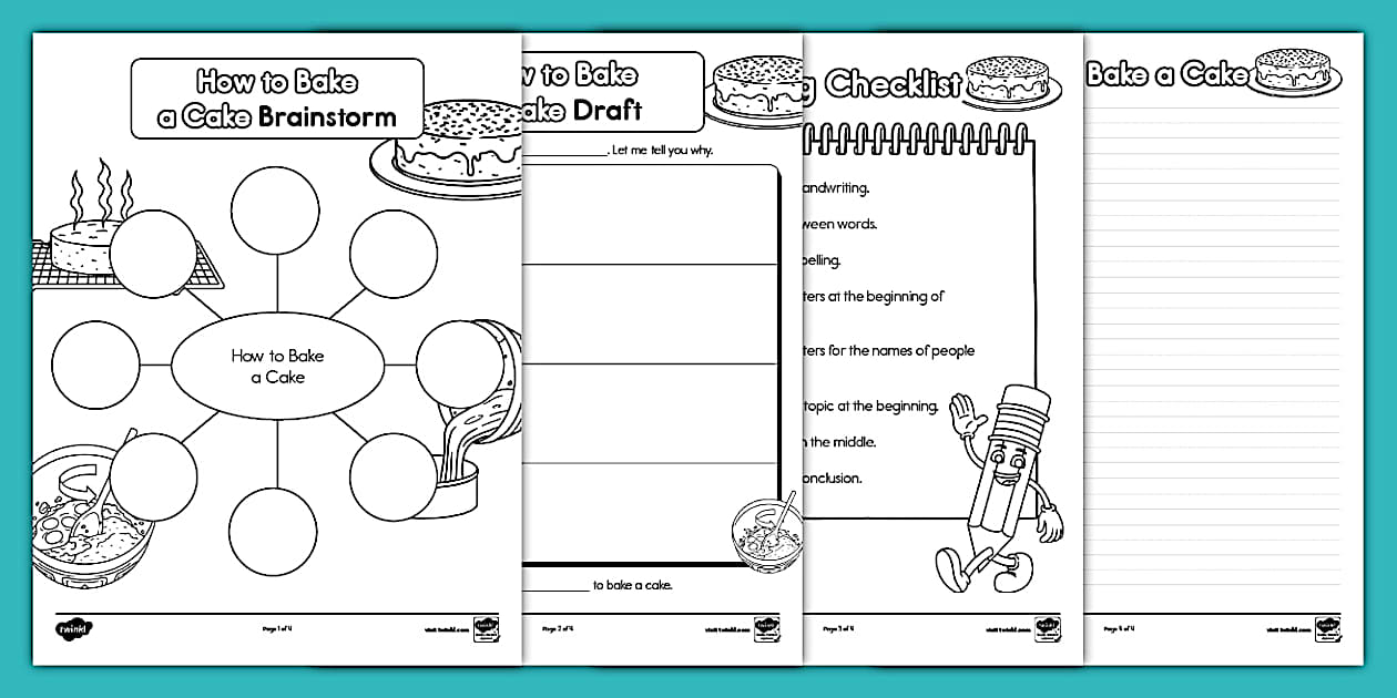 First Grade How to Bake a Cake Informative Writing Prompt