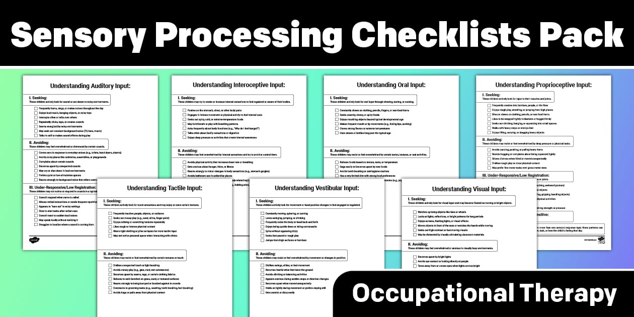 Sensory Processing Checklists Pack for OT (teacher made)