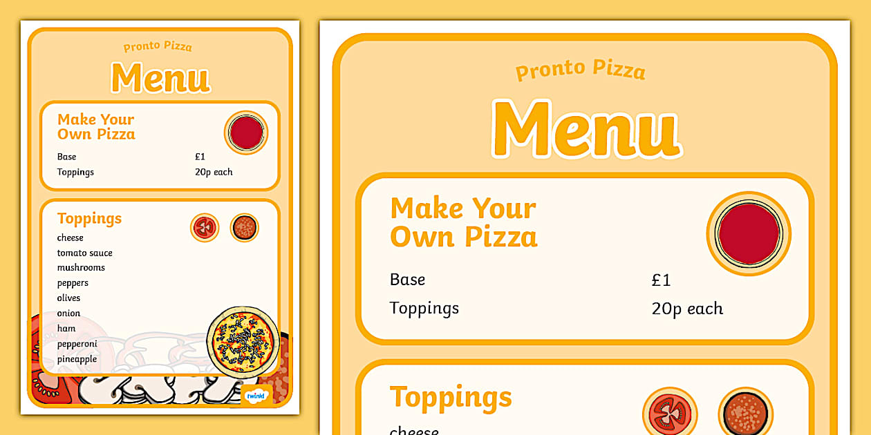 Pizza Shop Role-Play Menu | Twinkl (teacher made) - Twinkl