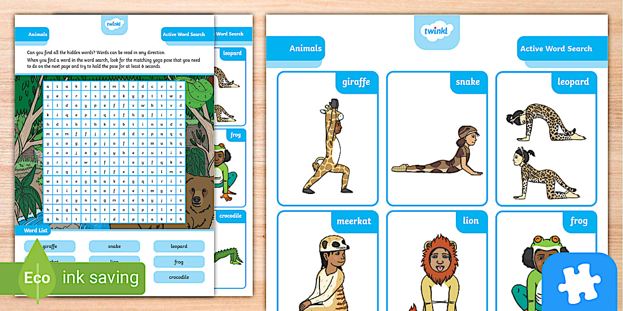 Animals Active Word Search Puzzle (teacher made) - Twinkl