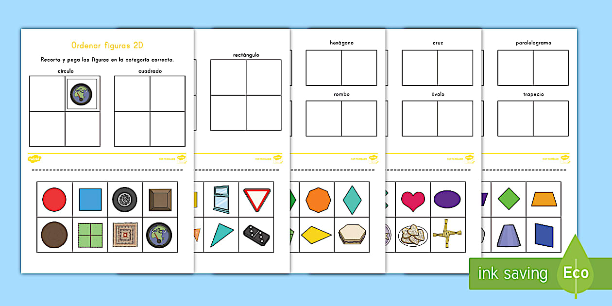 Ficha de actividad: Ordenar figuras 2D - Twinkl