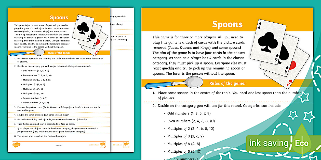 👉 Fun Maths Card Games: Spoons (teacher made) - Twinkl