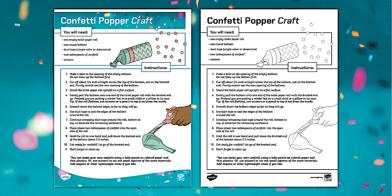 New Years Confetti Poppers DIY Activity Sheet | Twinkl