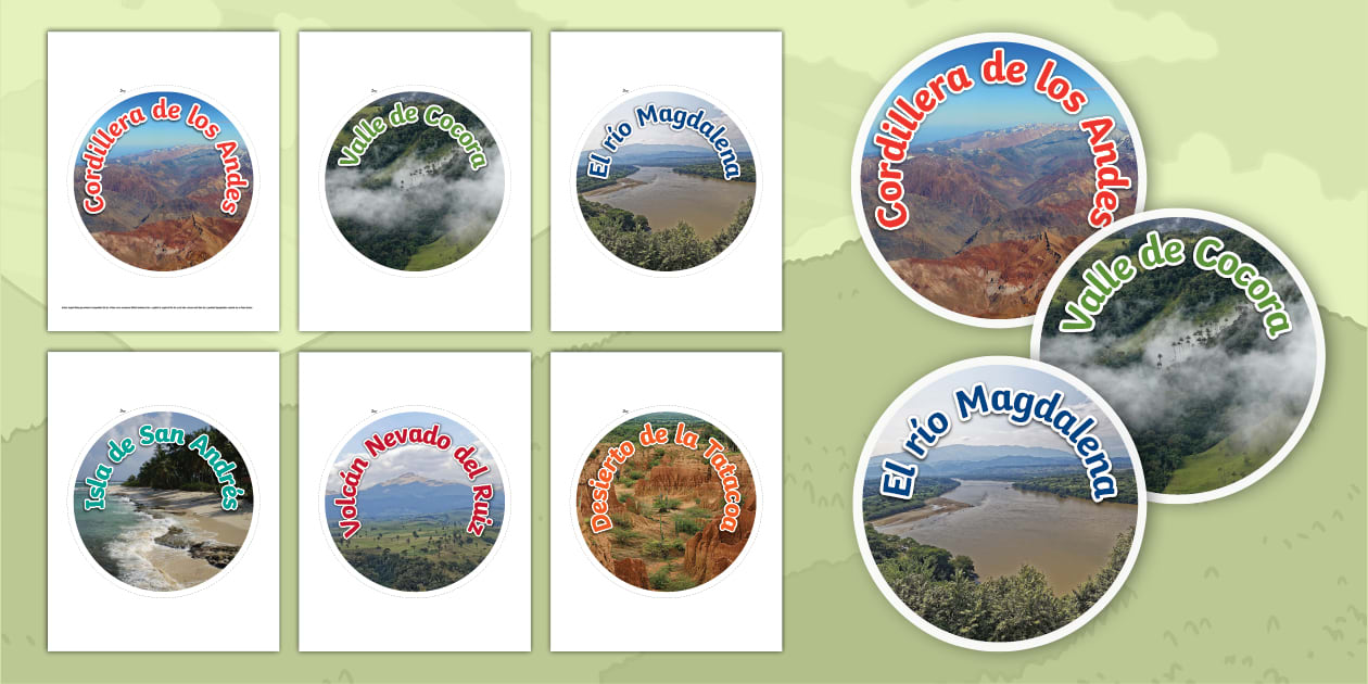 Recortables: Formas de relieve de Colombia - Twinkl