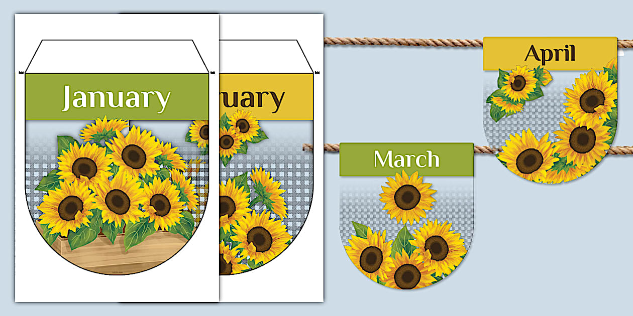 👉 Sunflower-Themed Months Display Bunting (teacher made)