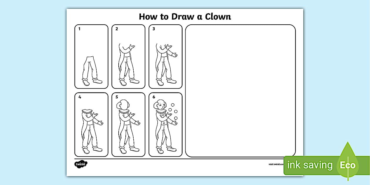 How to Draw a Clown In Six Simple Steps | Twinkl | KS1