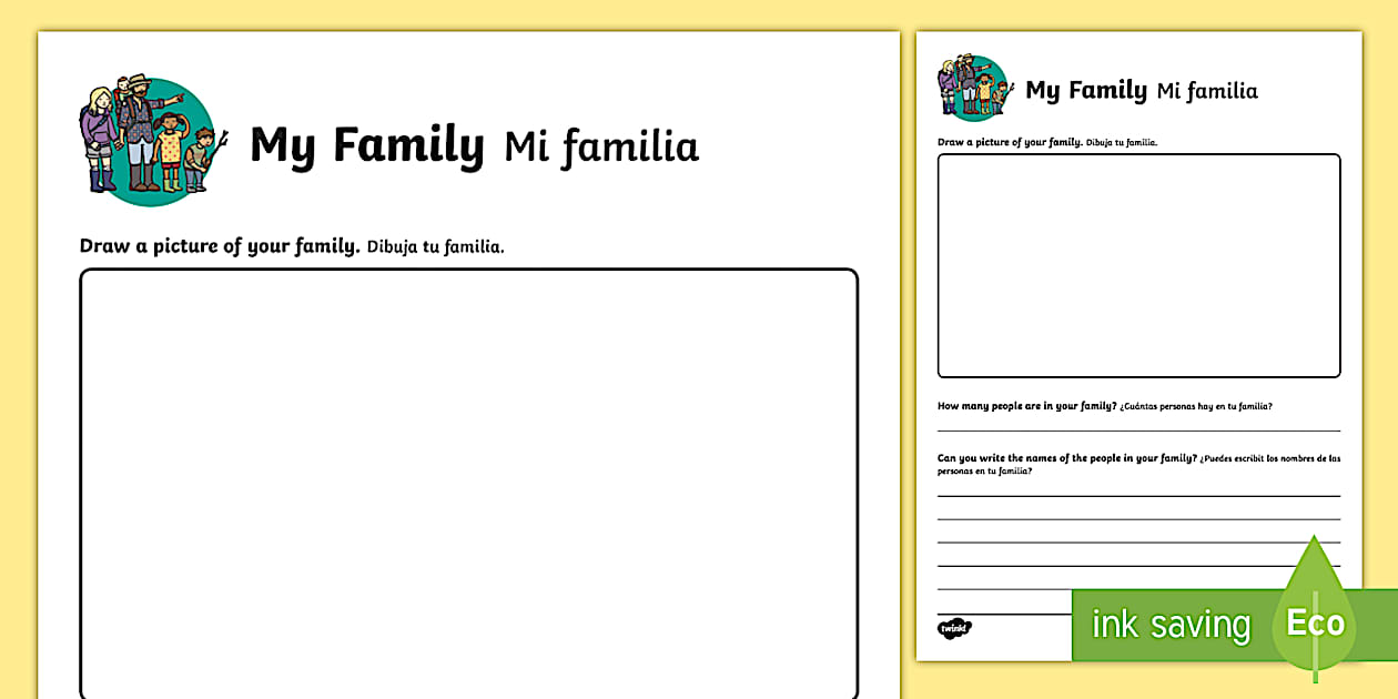 All About My Family Worksheet / Worksheet English/Spanish