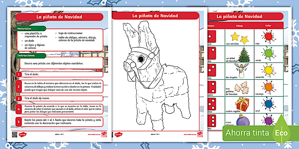 Juego de colorear: La piñata de navidad (teacher made)