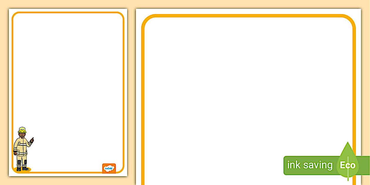 Simple Blank Chief Firefighter Page Border | Twinkl - Twinkl