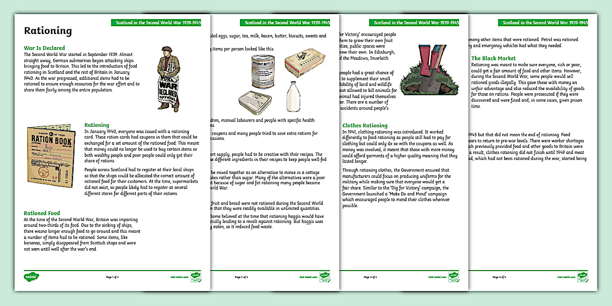 Scotland in the Second World War Rationing Fact File
